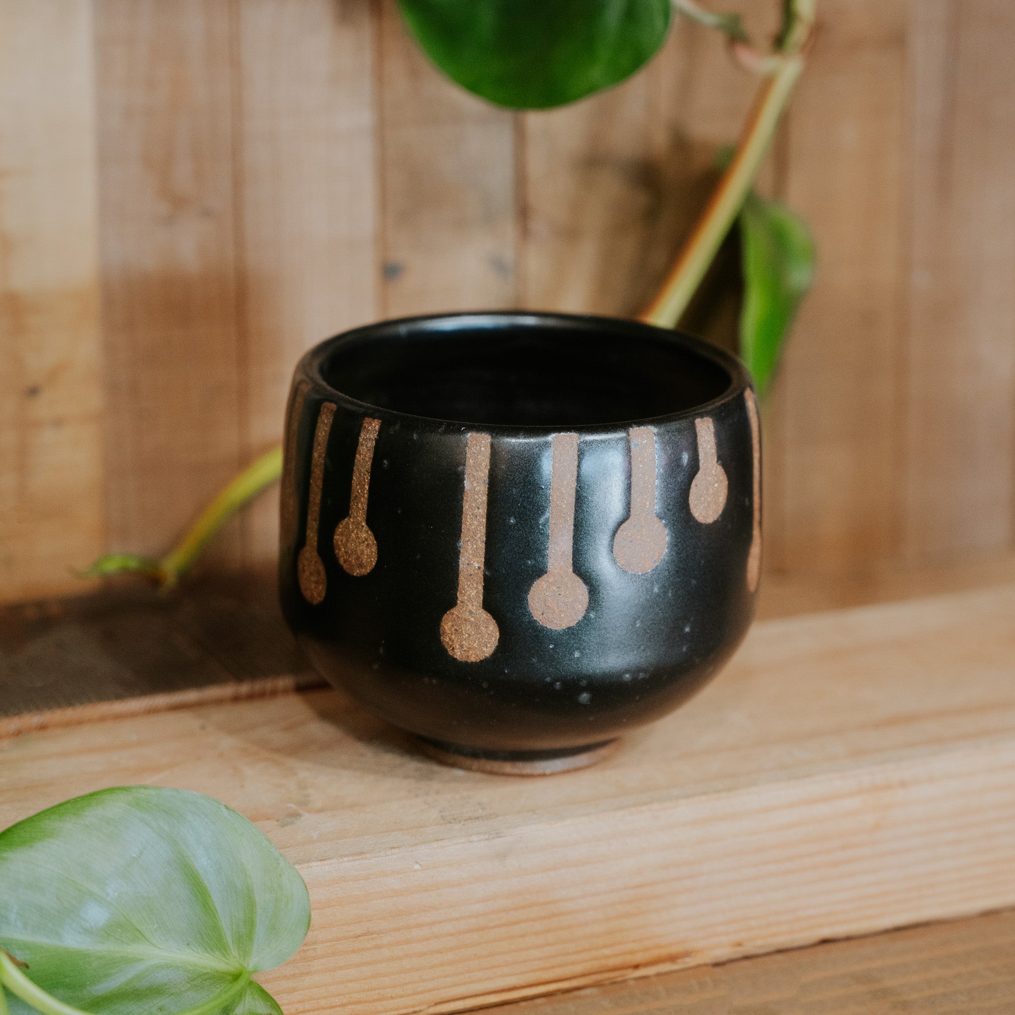 'Dot-Drip Stoneware Planter' (Matte Black) Pottery by Emily Davis ...